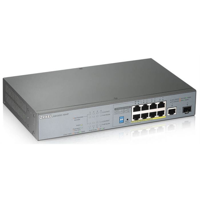 gs1300-10hp | zyxel switch 9 puertos rj45 100 1000 mbps con aztecacompras